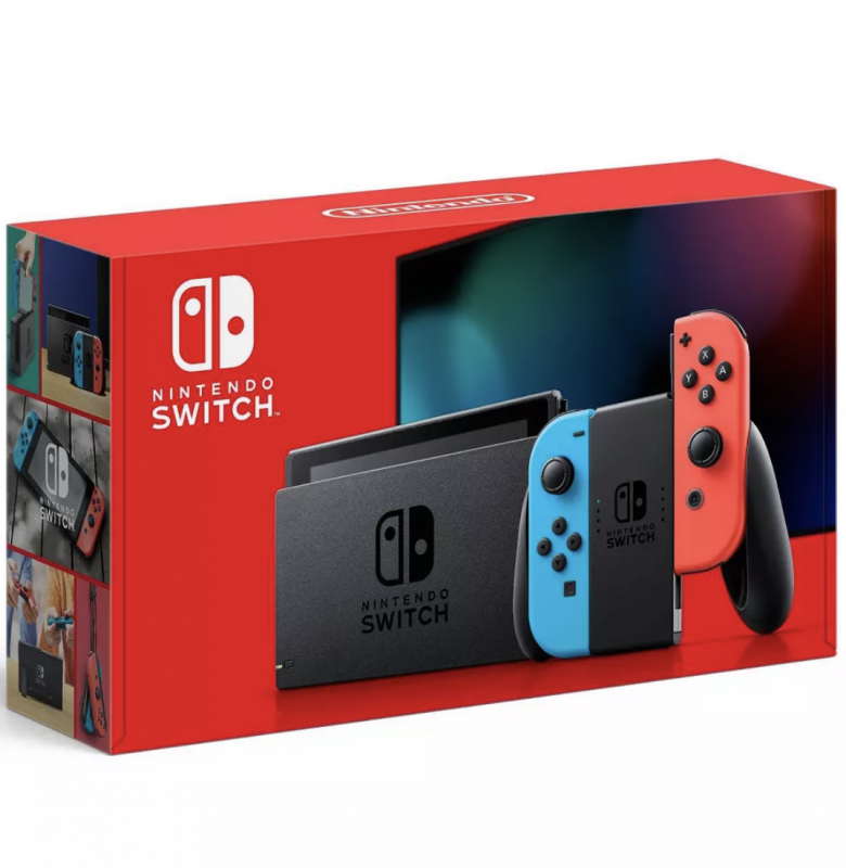 Nintendo Switch With Neon Blue And Neon Red Joy Con Honors